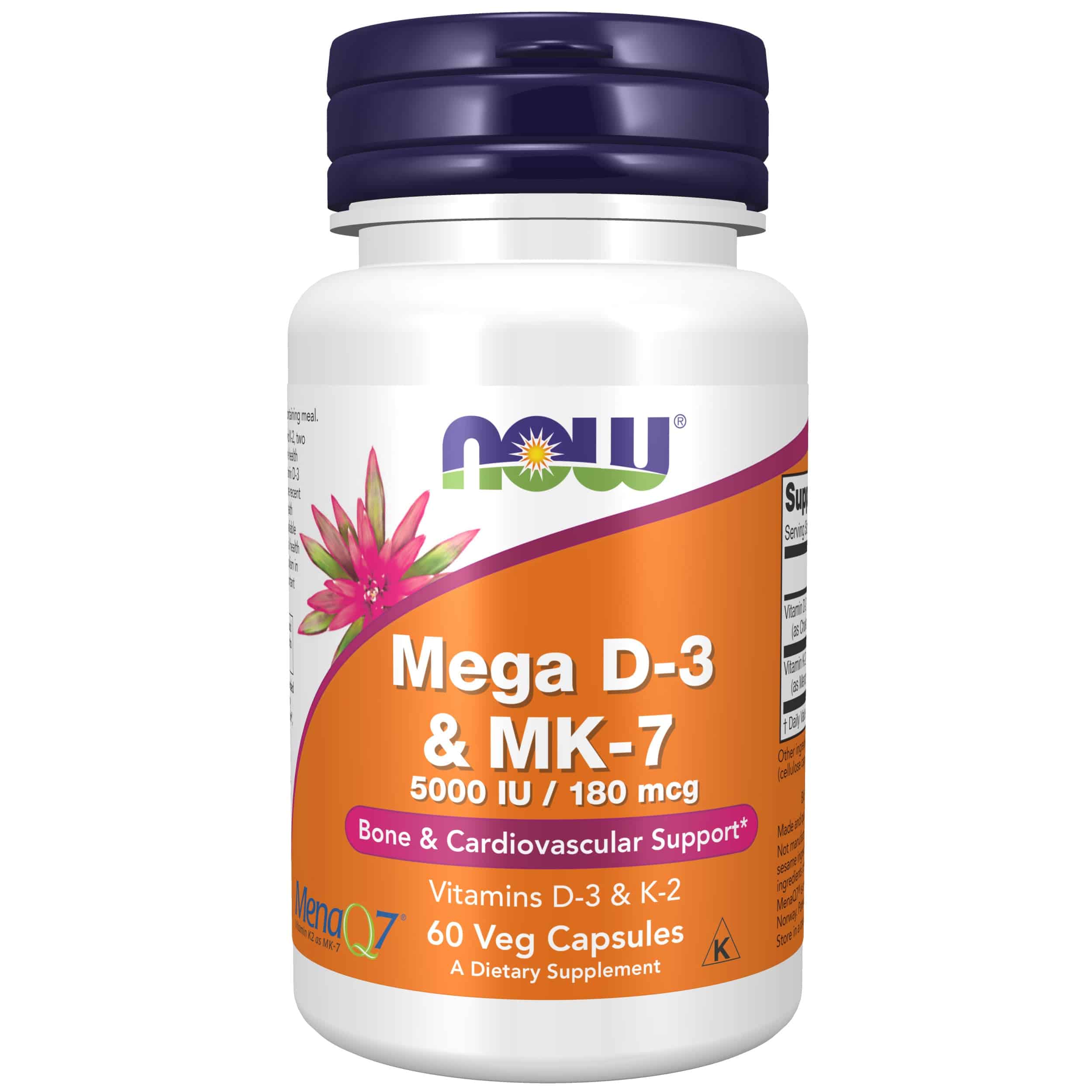 NOW Foods Mega D-3 & MK-7 - 60 Capsules | Cosmetology.co.za