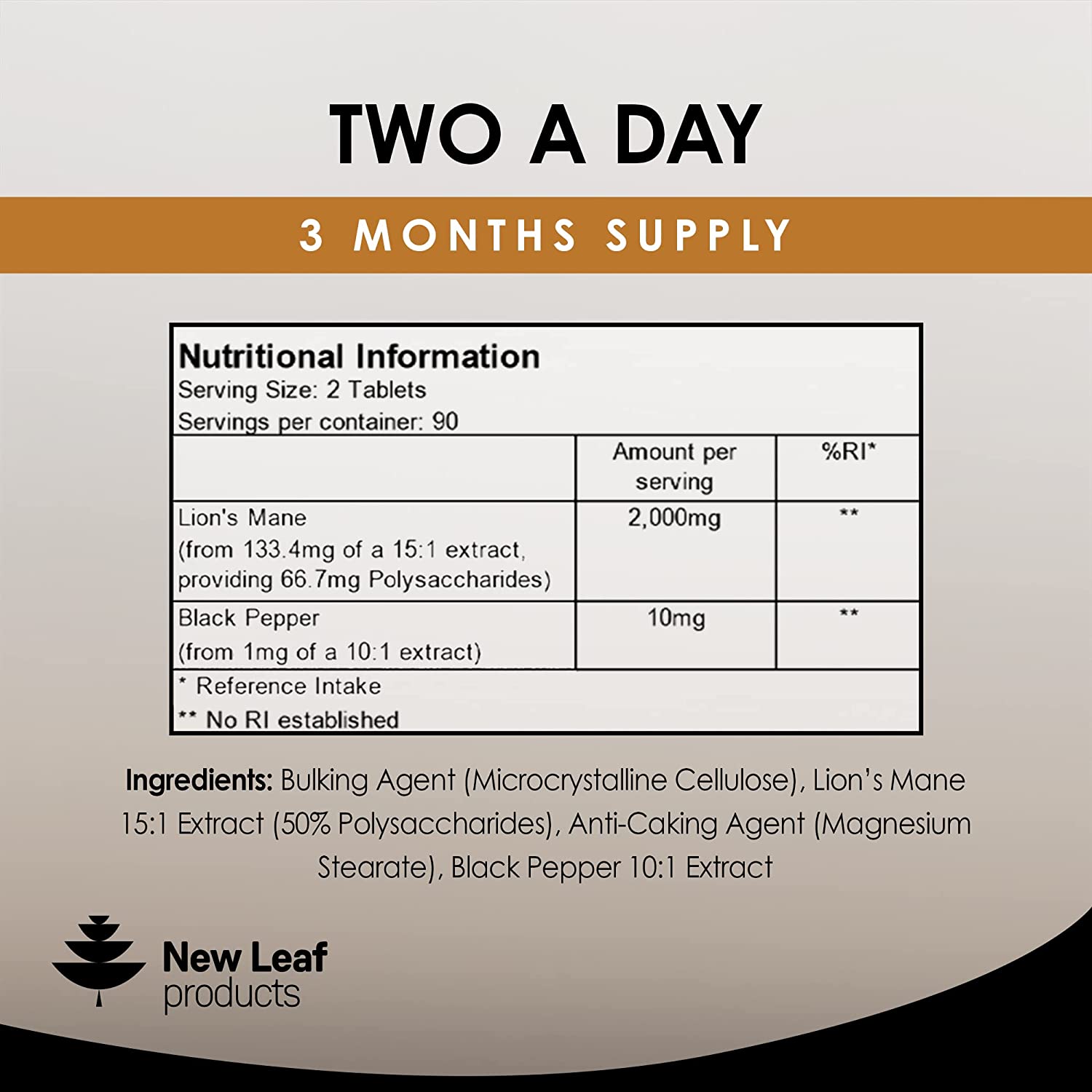 New Leaf Lions Mane Tablets 180 T | Cosmetology.co.za
